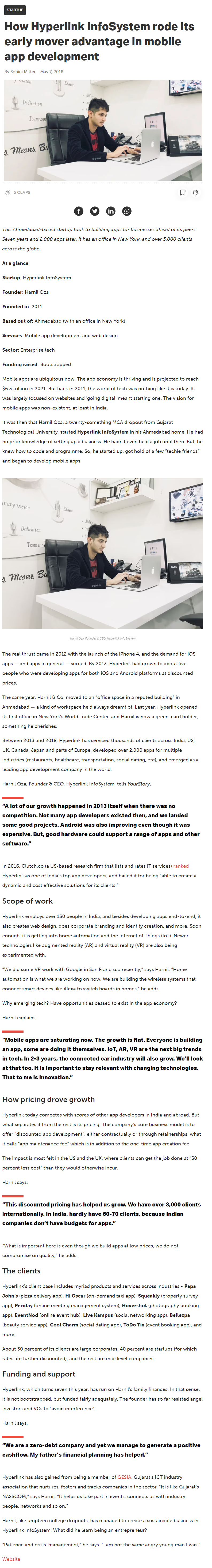 YourStory - Seize The Benefit Of Mobile Development | Hyperlink InfoSystem